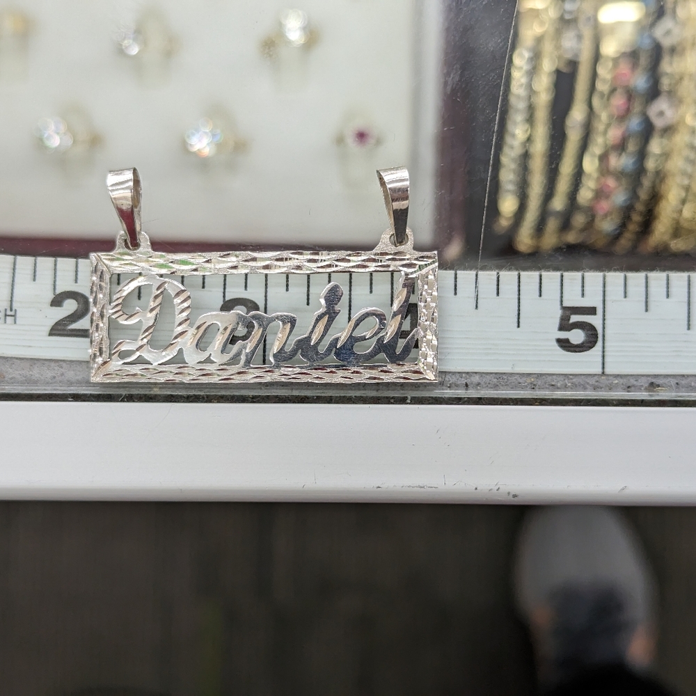 925 Sterling Silver Name Plate - Gem